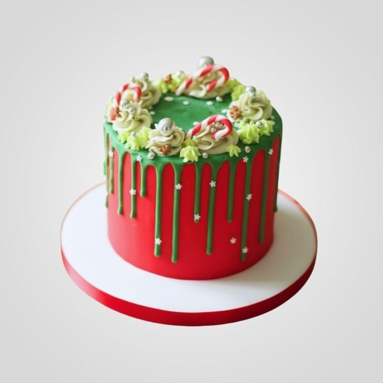 Christmas themed drip cake | Red and Green Cake Dubai