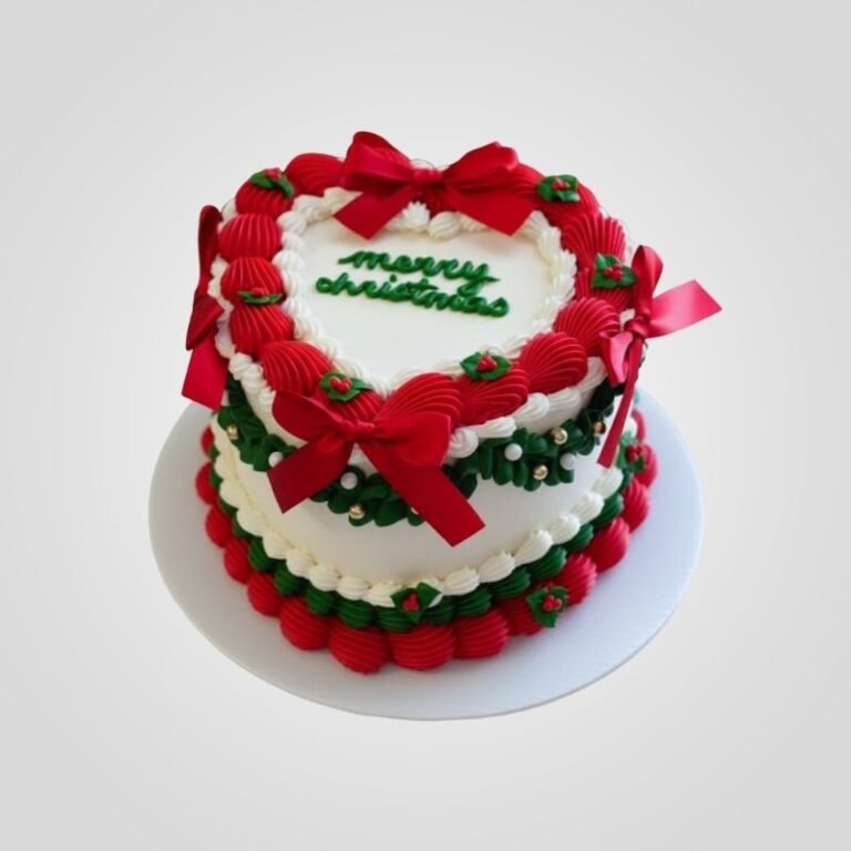 Vintage style Christmas heart cake | Retro Holiday Cake Dubai